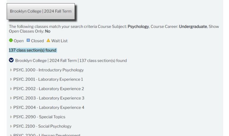 How to Find A Psychology Course Using CUNY Global Search – BC Knowledge ...